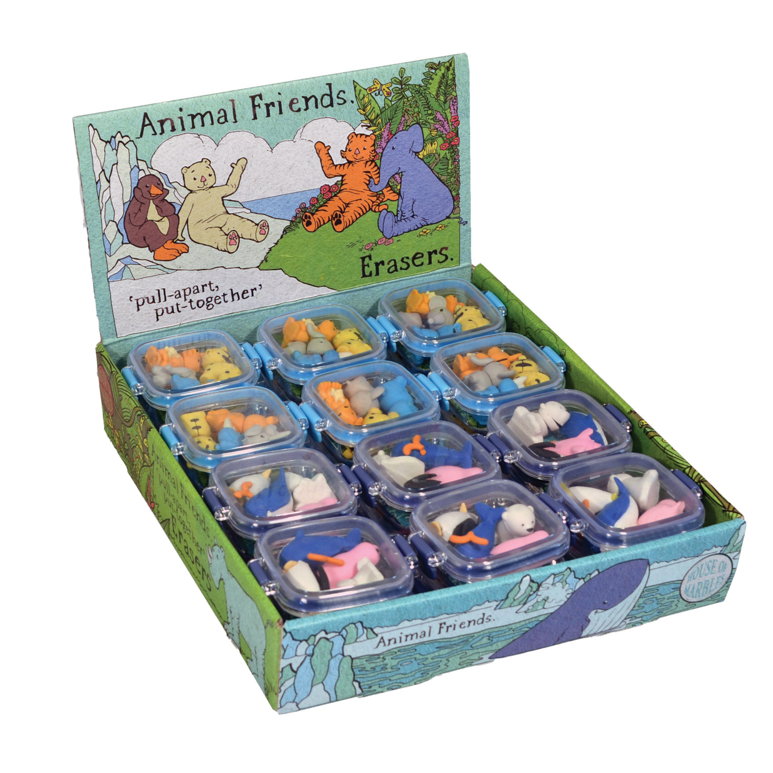Animal Friends Erasers Counter Display – House of Marbles Australia