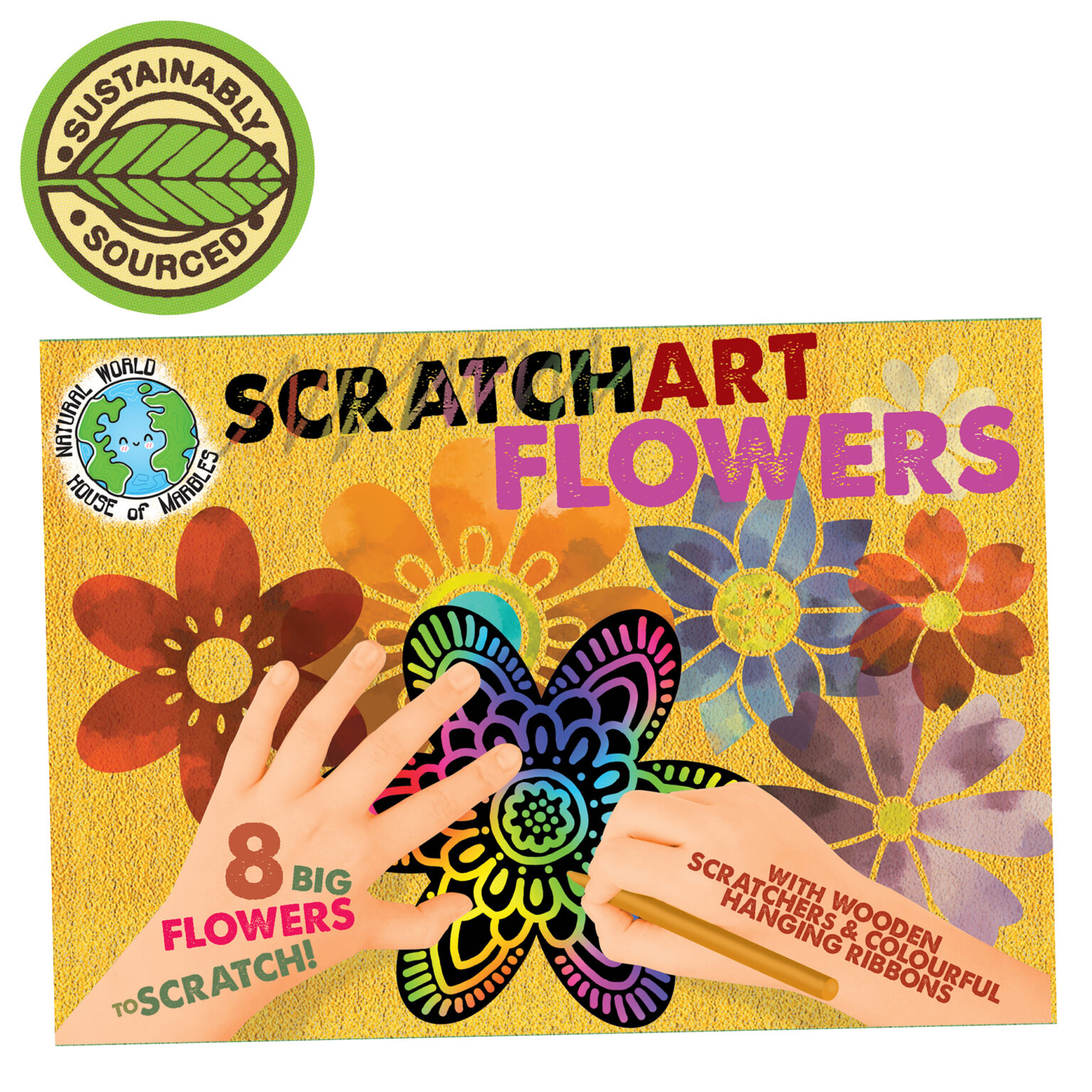 Scratch Art Set-Flowers Counter Display – House of Marbles Australia
